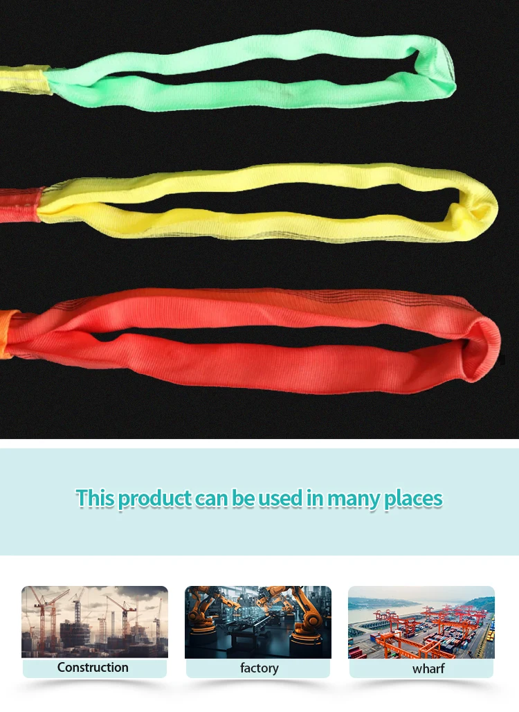 Round Slings Custom Crane Lifting Sling Belt 1t 2t 4t 6t 8t Soft Hoist ...