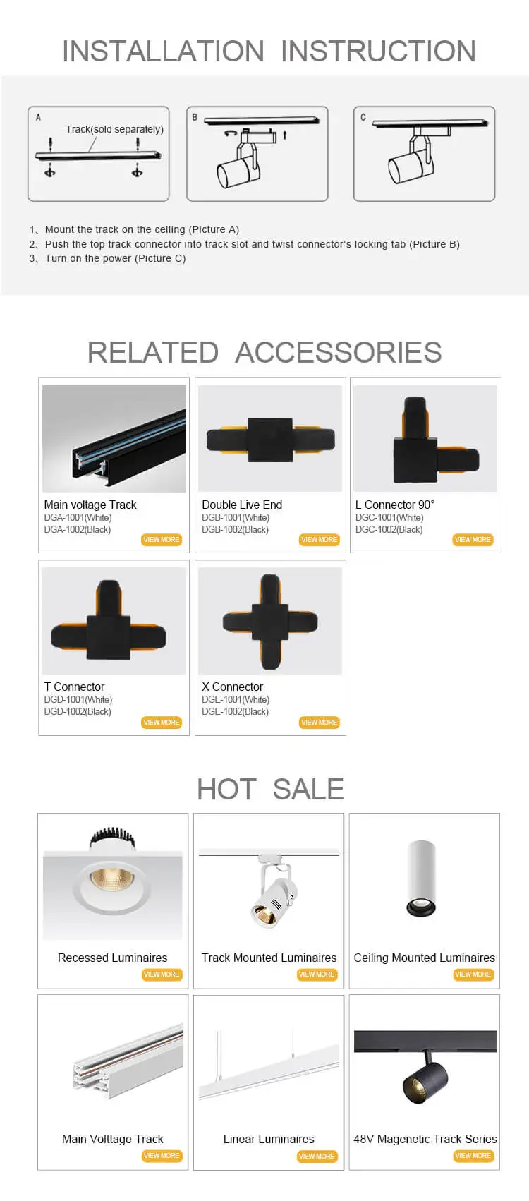 7W Ceiling Tracking LED Light with 2-Wire Adaptor - Doradc