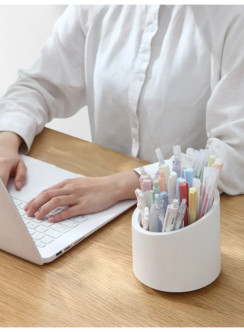 Transparent Cover 360 Rotating Cylinder Case for Office