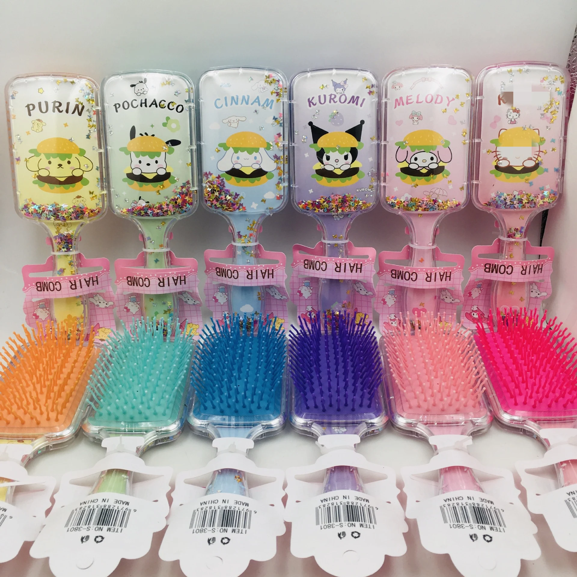 Dhf356 Hot Sanrioed Square Round Shape Hair Comb Anime Kuromi Pochacco ...