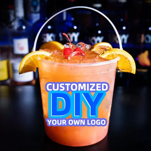 Plastic 32oz Cocktail Buckets For Drinks Reusable Ice Bucket For Party ...