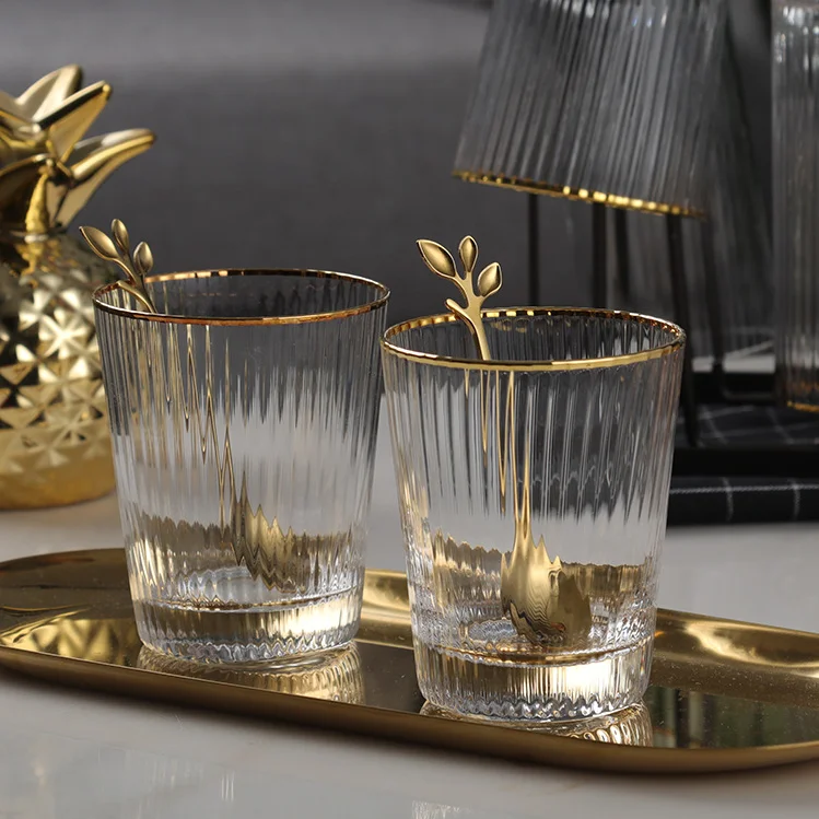 Sample Custom Manufacturer Wholesale Gold Rim clear Glass Cups and Tea ...