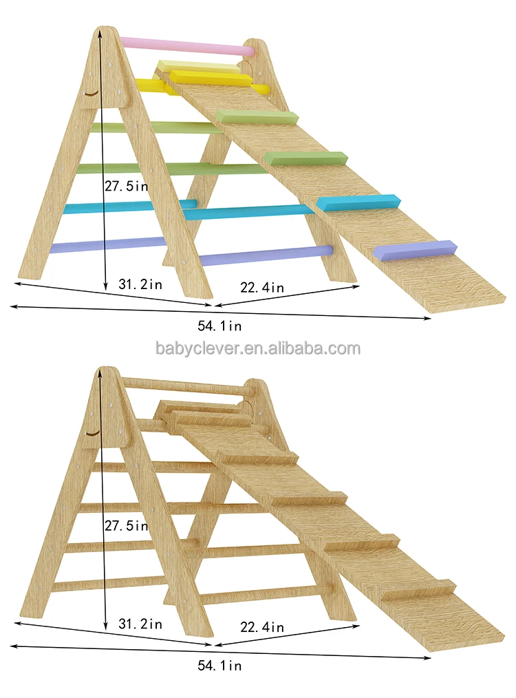 Wooden Indoor Kids Play Gym - Pickler Triangle Climber