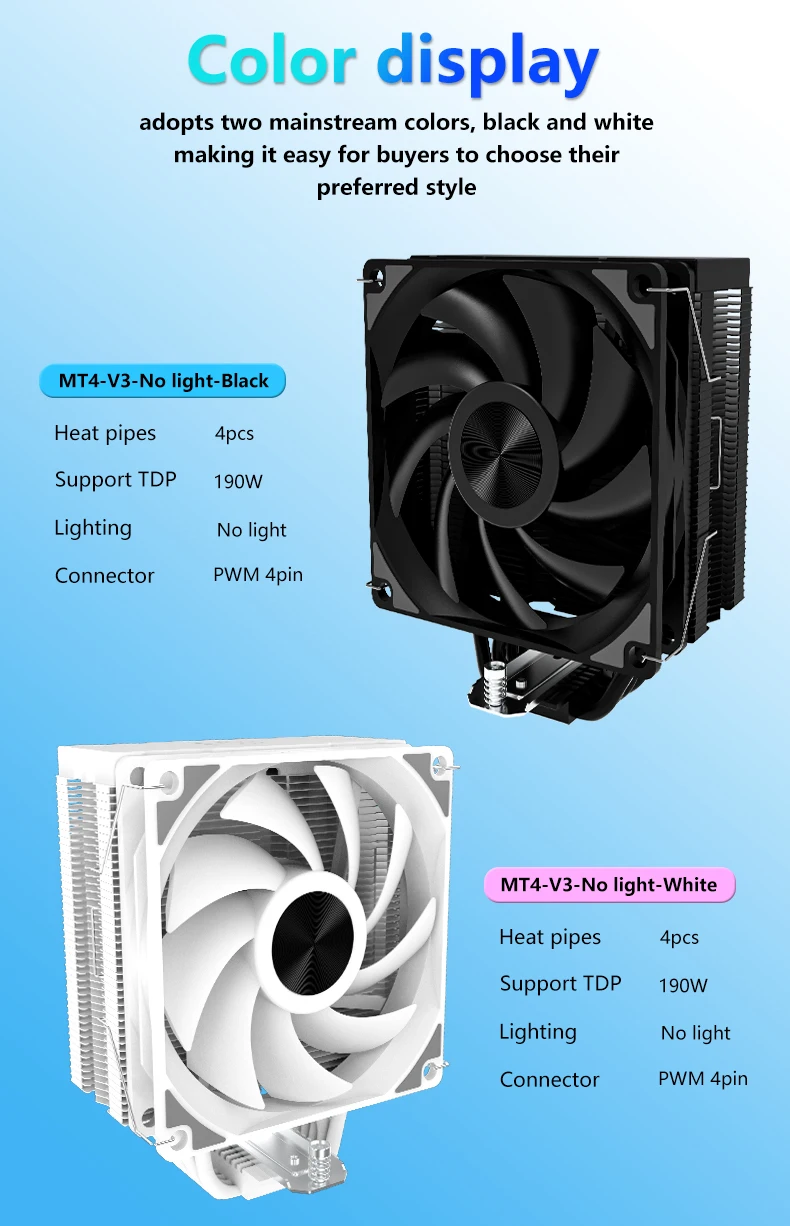 Snowman Mt4 V3 Silent Cpu Cooler - 4-pin Thermal Control,No Rgb ...