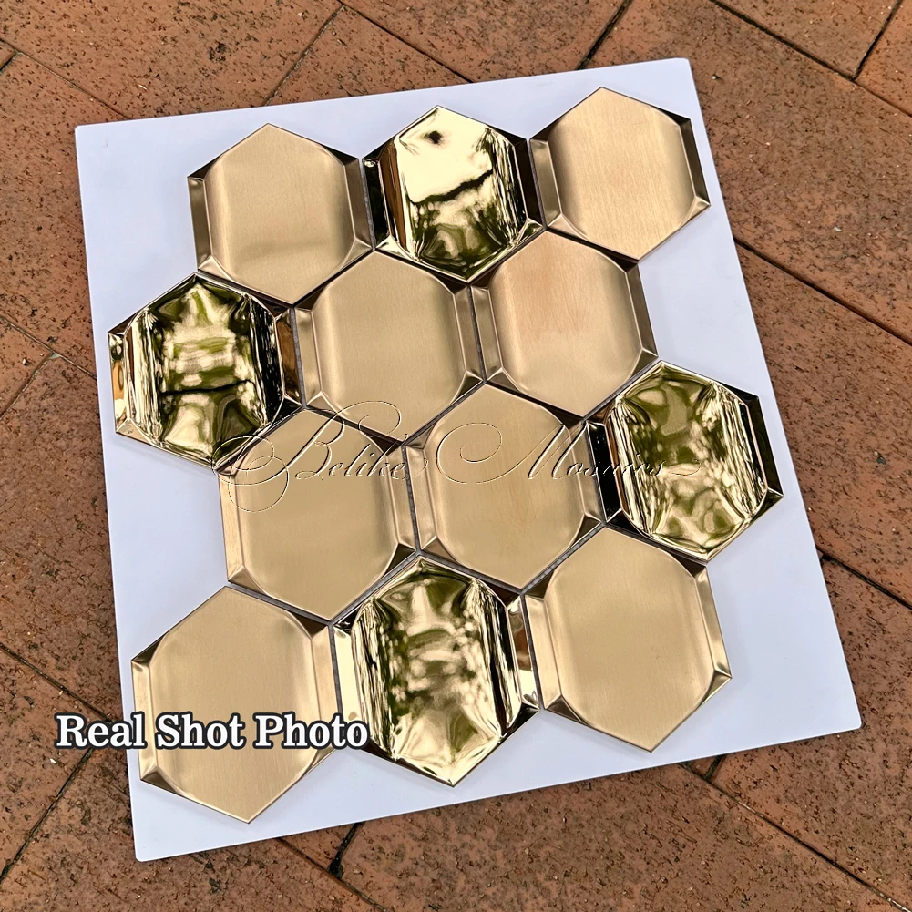 Magnificent Modern Hexagon Mosaic Wall Tile Raised Surface Metal ...
