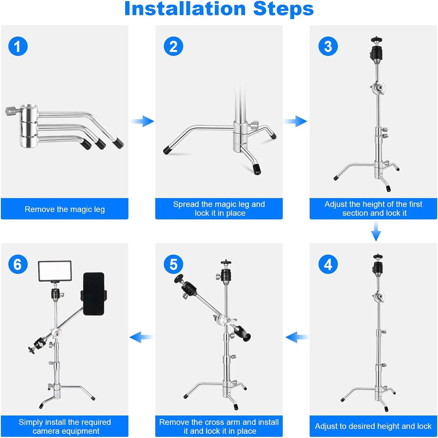 Mini C Stand Phone Stand Led Light Desktop Tripod Lighting Stands For Video Live 5 Inch Mini