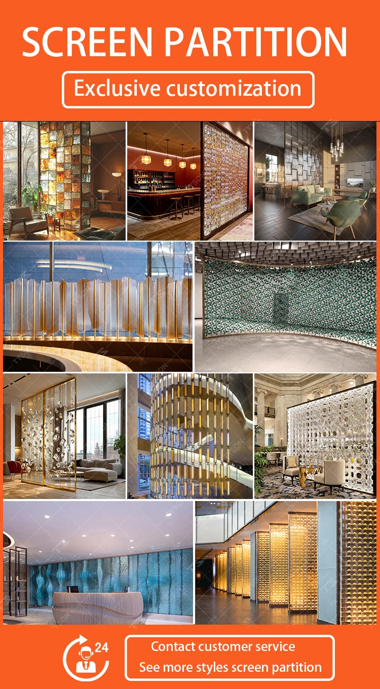 Luxury Gold Metal Glass Partitions With Light Room Divider Living Room ...