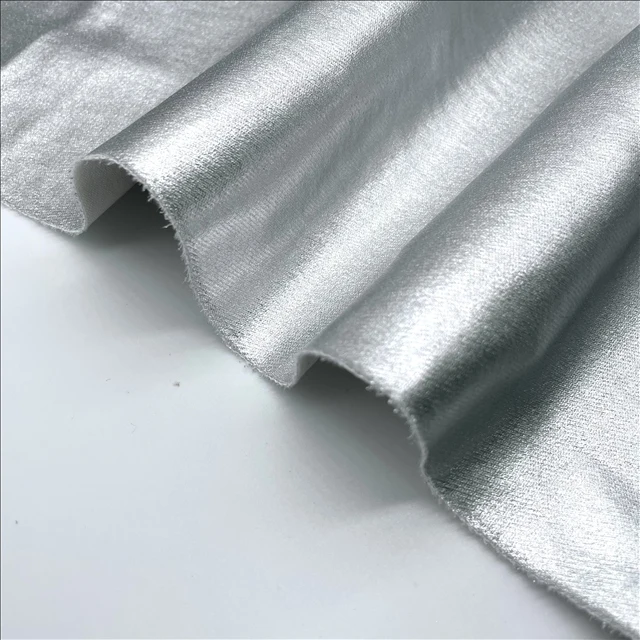 Pu Coating Waterproof Fabric Silver Metallic Pu Leather Fabric For ...