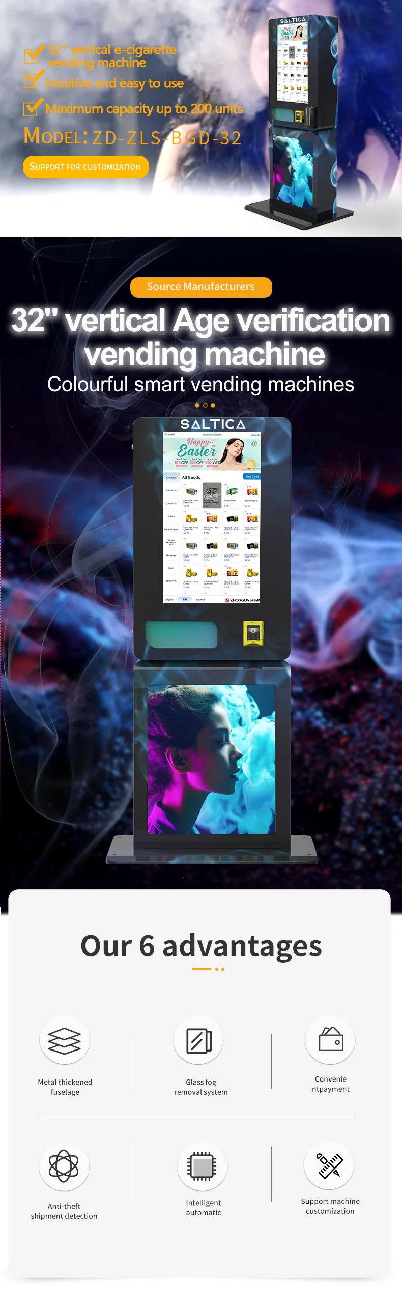 Oem Indoor 32" Digital Touch Screen Wall-mounted Vending Machines With ...