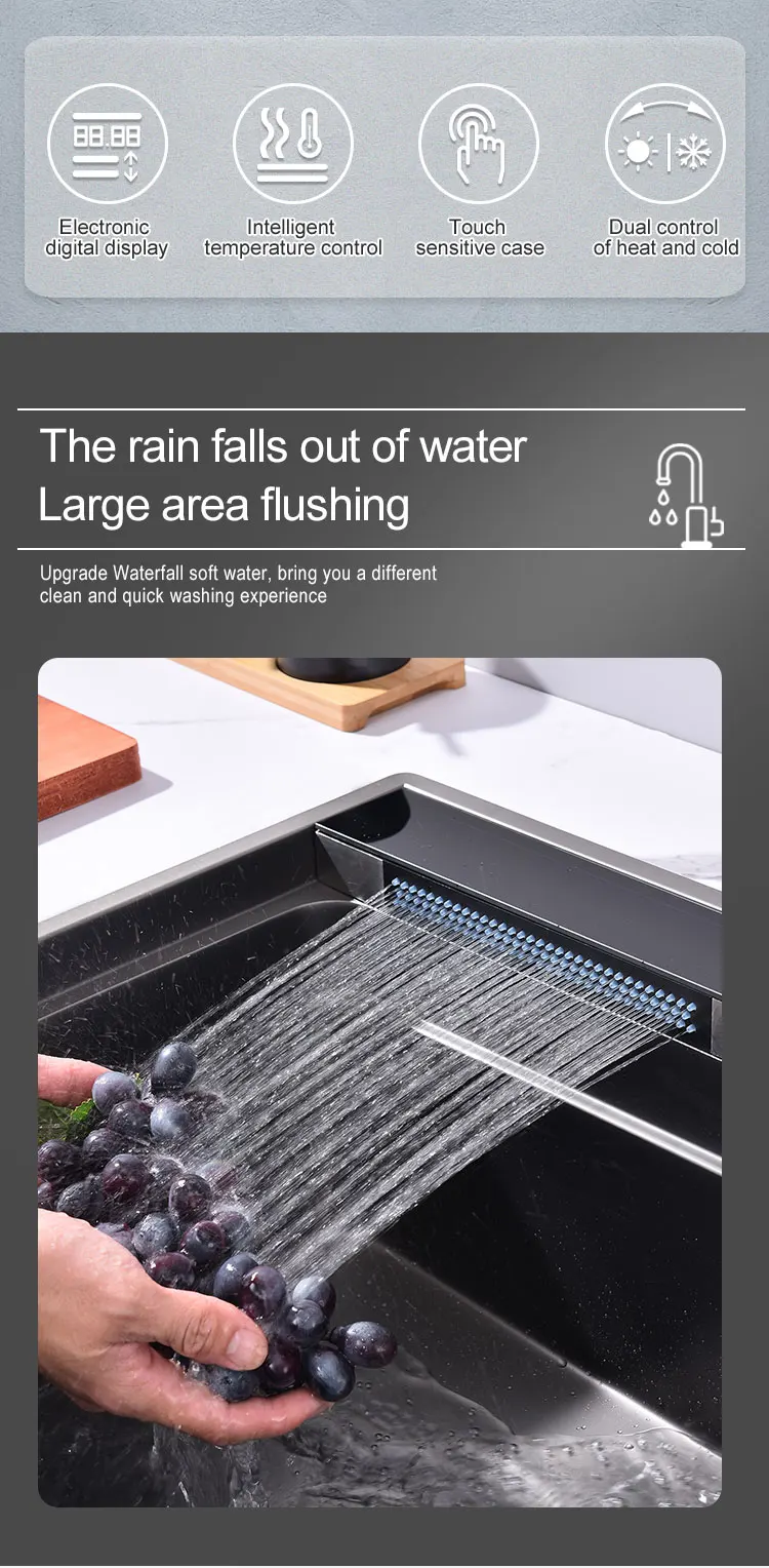 Smart Kitchen Sink - 304 Stainless Steel with Waterfall