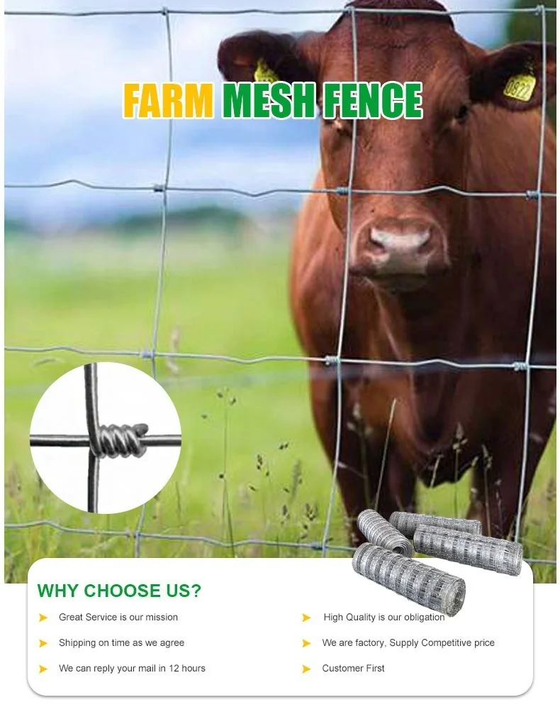 Galvanized 4x4 Wire Mesh Farm Fence for Security and Cattle Horse Field ...