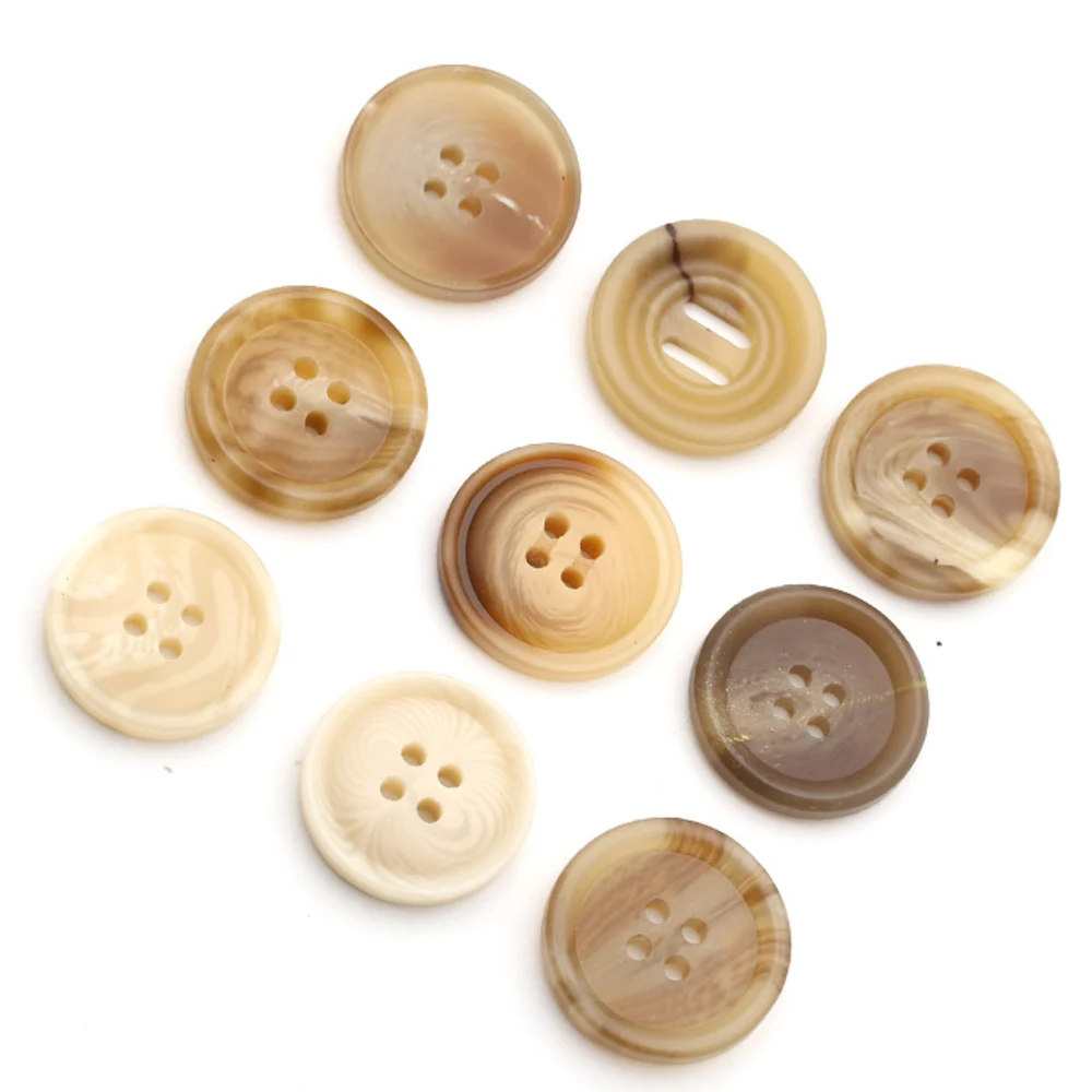 Hot Sale New Arrival Beige Cream Color Four Hole Round Sewing Men Resin ...