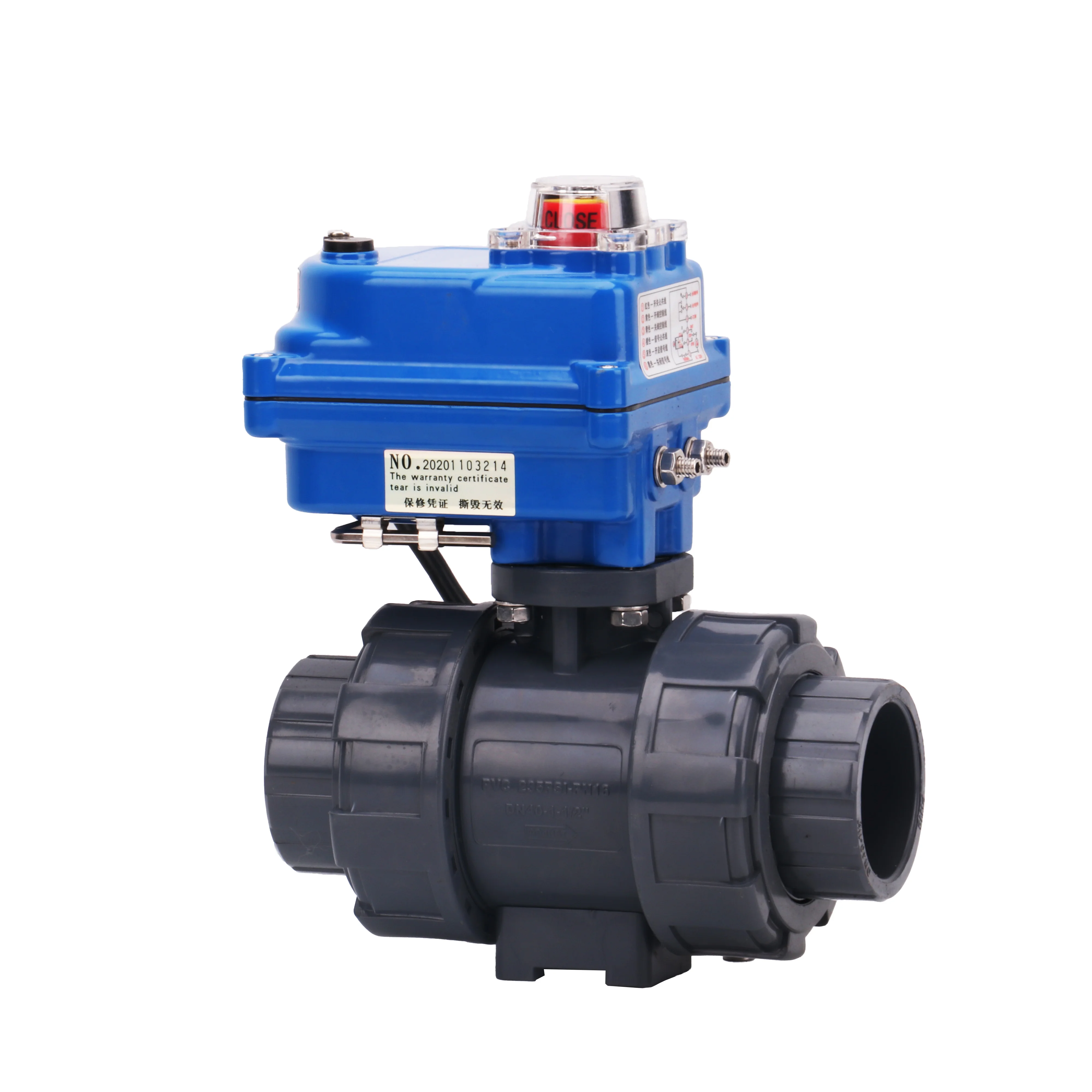 Dc12v Dc24v Ac220v Electric Ball Valve 2 Way Upvc Pvc Pp 25 50mm Water Plastic Motorized Ball ...