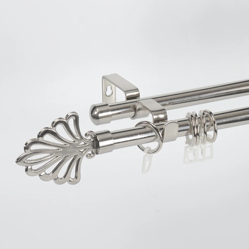 Stardeco Adjustable Double Curtain Rods Sets for Living Room