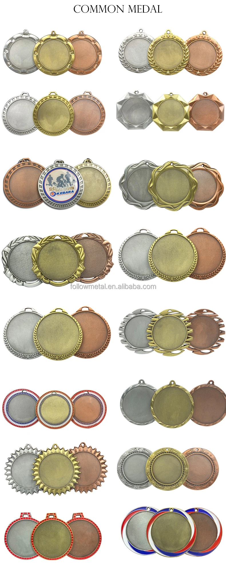 Custom Blank Medals Gold Silver Copper Sublimation Blanks Medal Engrave Sports Marathon Run ...
