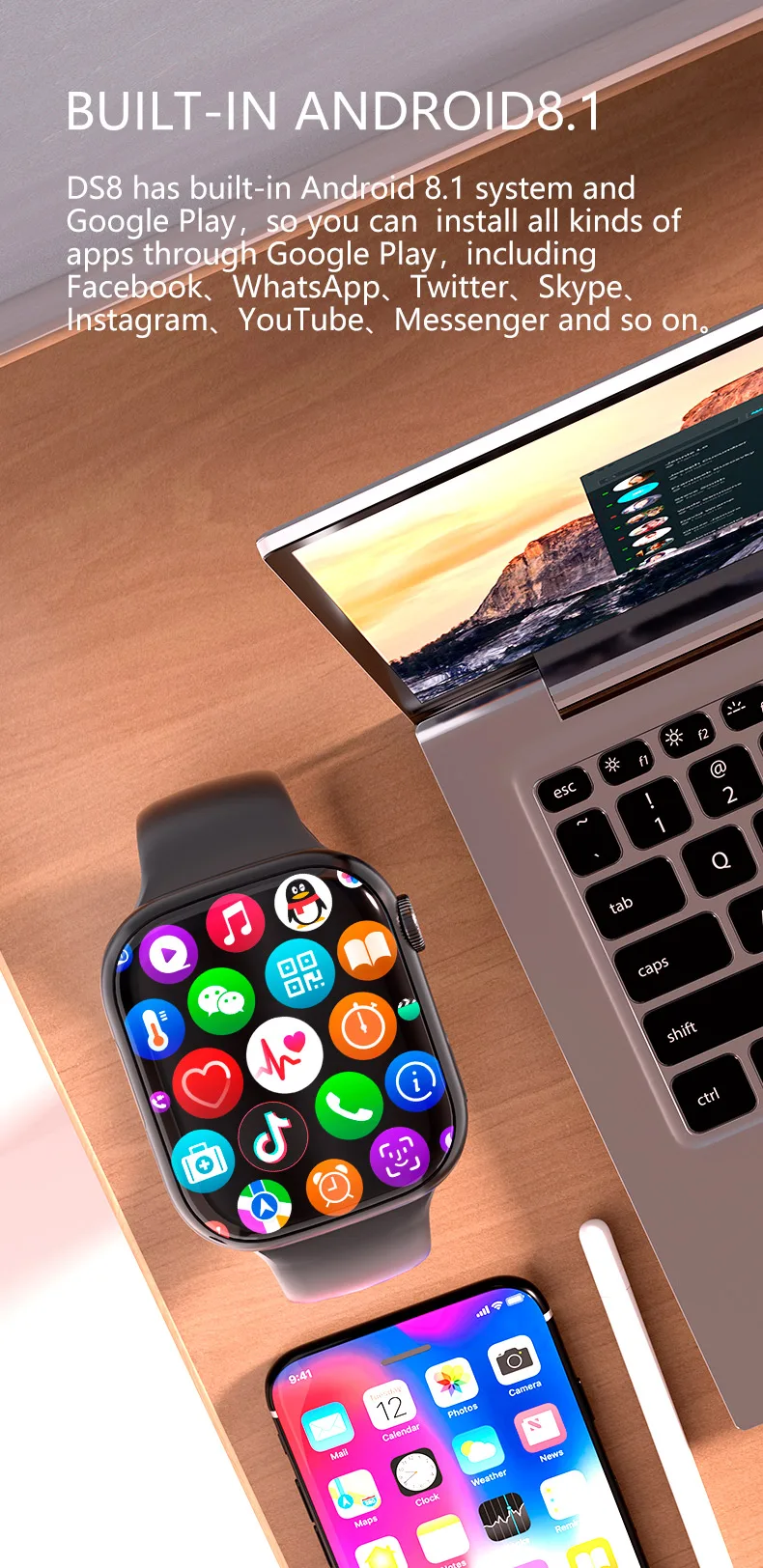 Full Screen Pluggable Sim Card Smartwatch Ds8 Gps Woman Men Sport ...