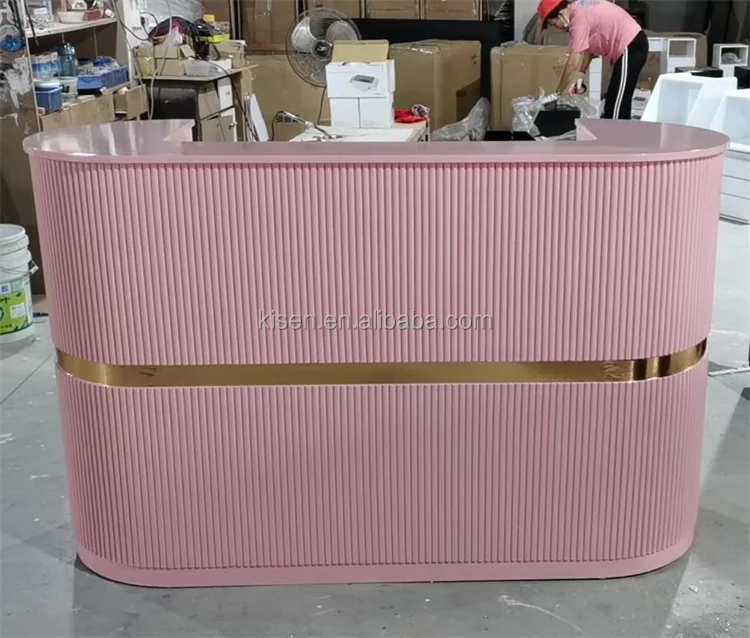Kisen Modern Linear Reception Desk Pink Black Blue Green Counter Front ...