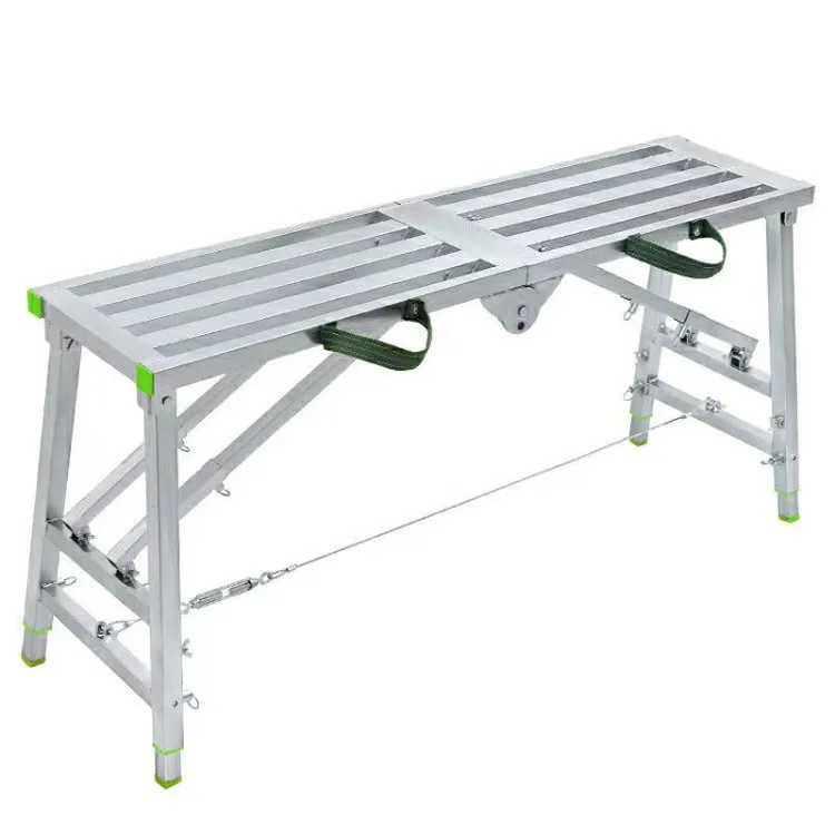 Portable Folding Ladders Scaffold Work Platform Adjustable Height Metal ...