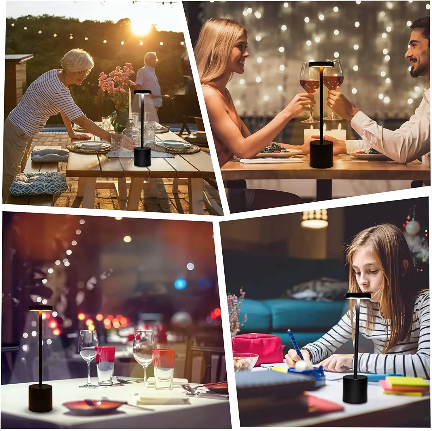 Modern Portable Restaurant Desk Table Lamp Rechargeable Smart LED Light ...