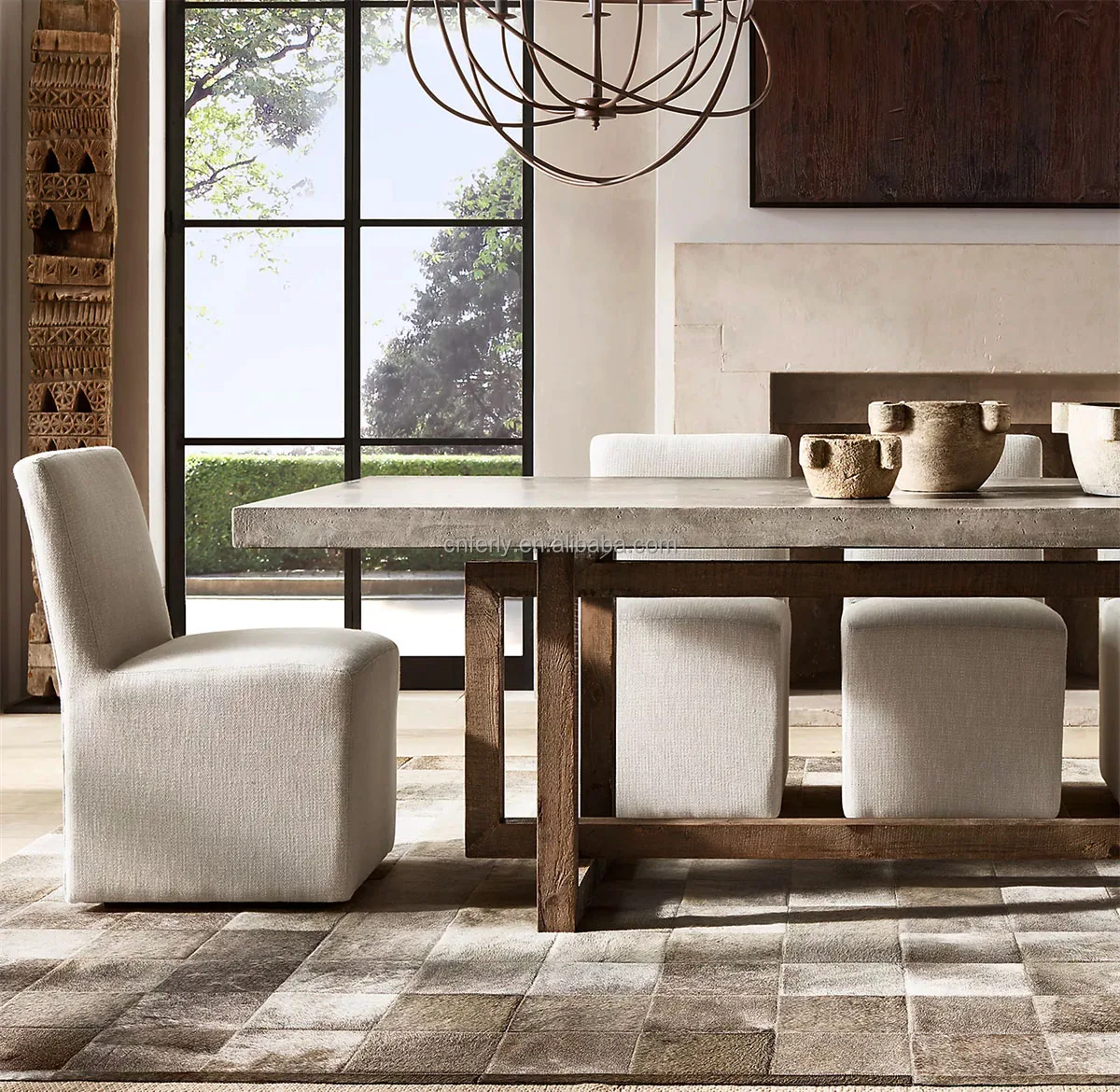 Modern American Style Dining Room Wooden Dining Table Round Solid Wood ...