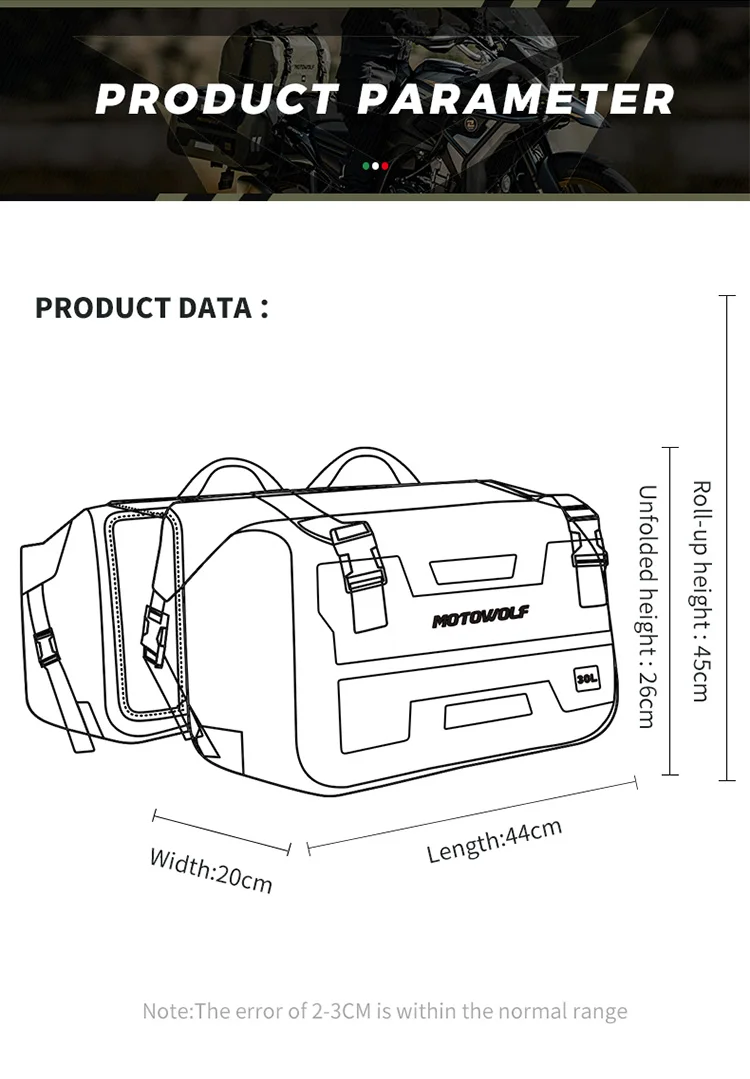 MOTOWOLF 30L Large-Capacity Waterproof Motorcycle Saddle Bags for ...