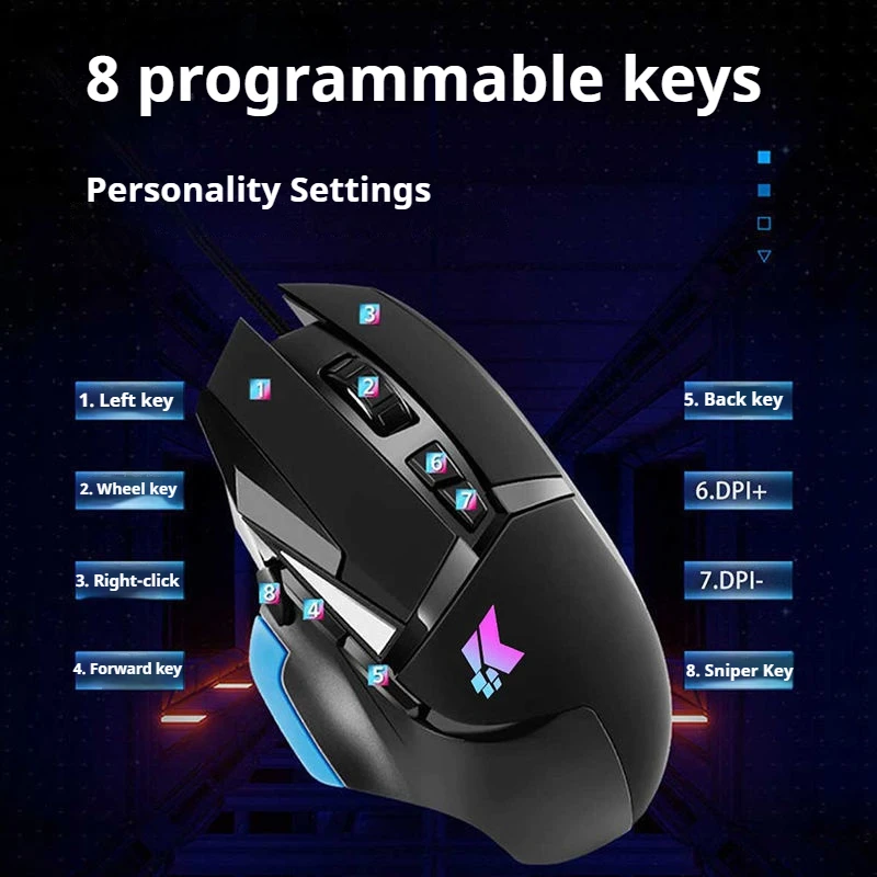 Ergonomic G502 Gaming Mouse with RGB Backlight & Macro Programming