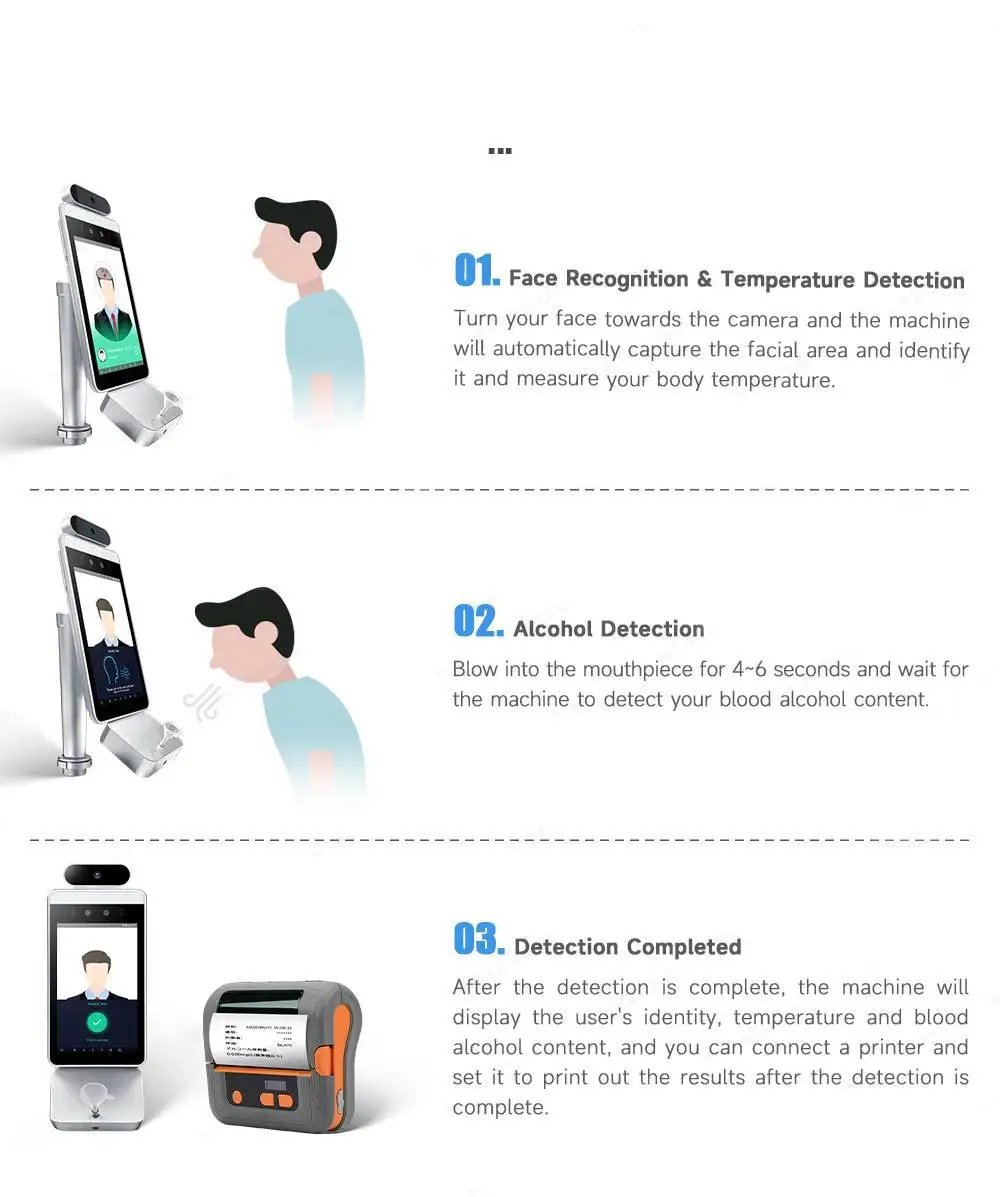 2025 New Design Digital Breathalyzer with Printer & Face Recognition