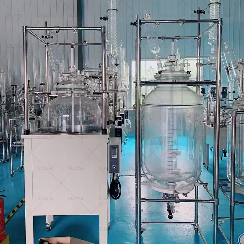 Lab Glass Reactor Chemical 100l Glass Reactor Double Jacketed Glass ...