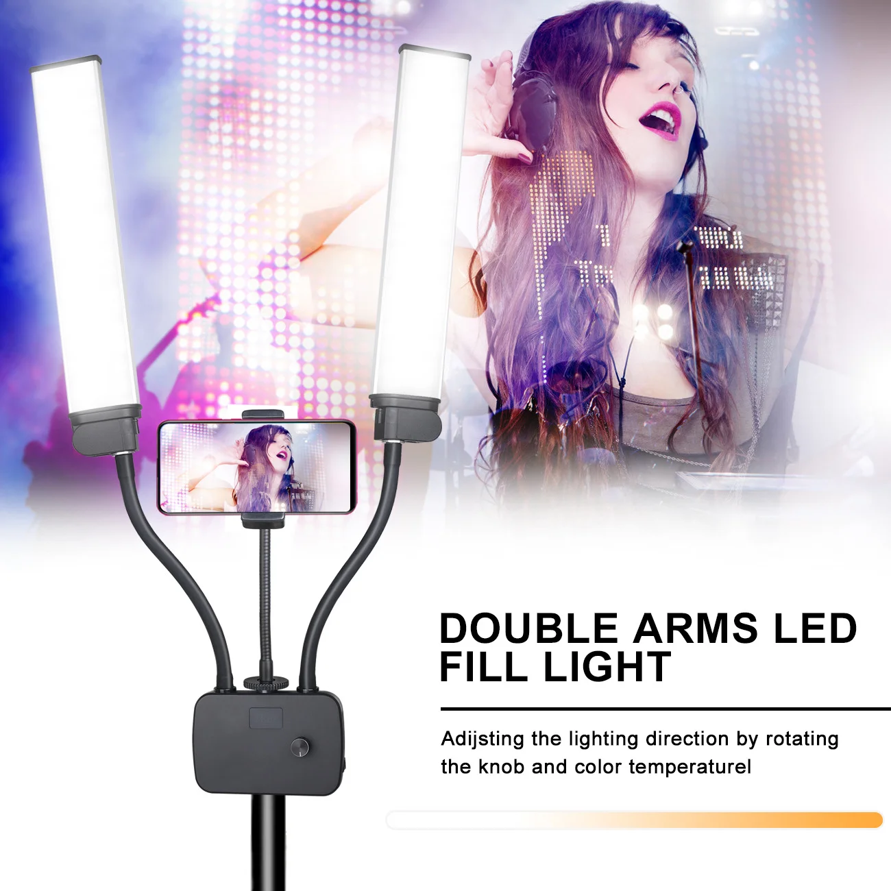 Dual Arm Ring Led Light With Tripod Stand Makeup Live Streaming Youtube ...