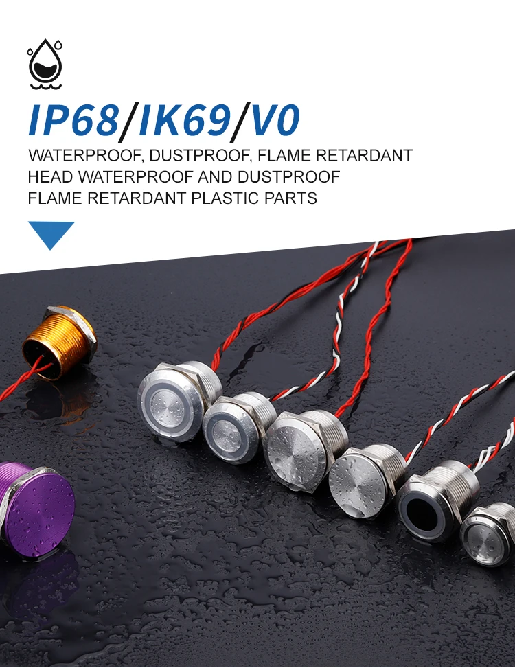 IP68 Latching Stainless Steel Dot Illuminated Waterproof Touch Switch ...