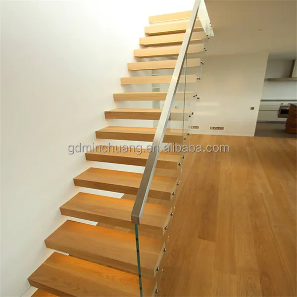 Modern White Oak Treads for Floating Stairs Invisible Stringer Wooden ...