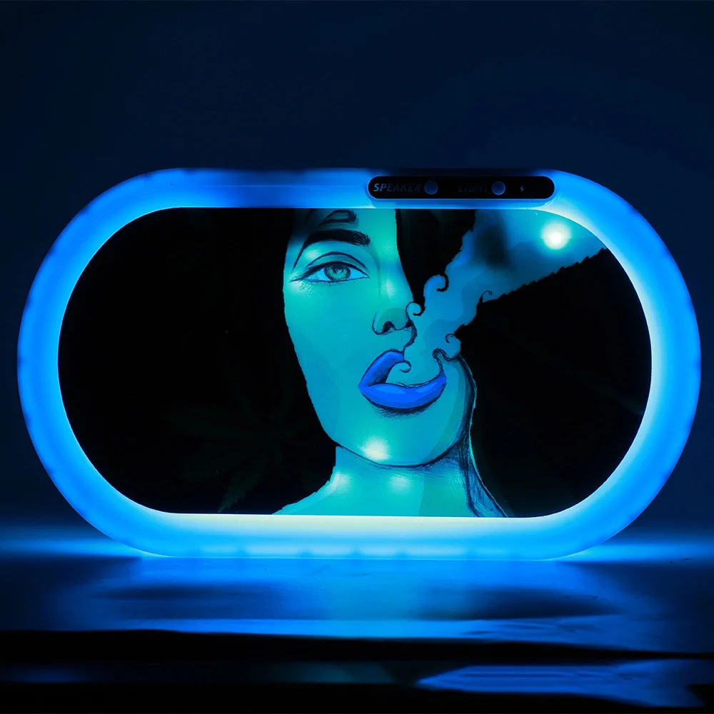 Custom Logo LED Rolling Tray with Speaker - Smoking Accessories