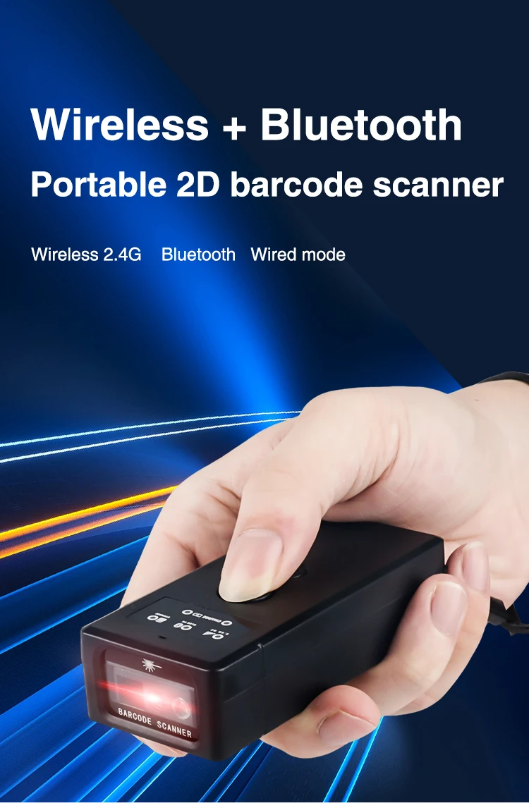 BX12 Wireless BT Portable Mini Barcode Reader 1D 2D Storage Qr Scanner ...