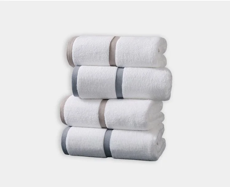 Luxury 5 Star Hotel Bath Towels Set White Custom Logo Bathroom Soft 100% Cotton Face Hand Hotel ...