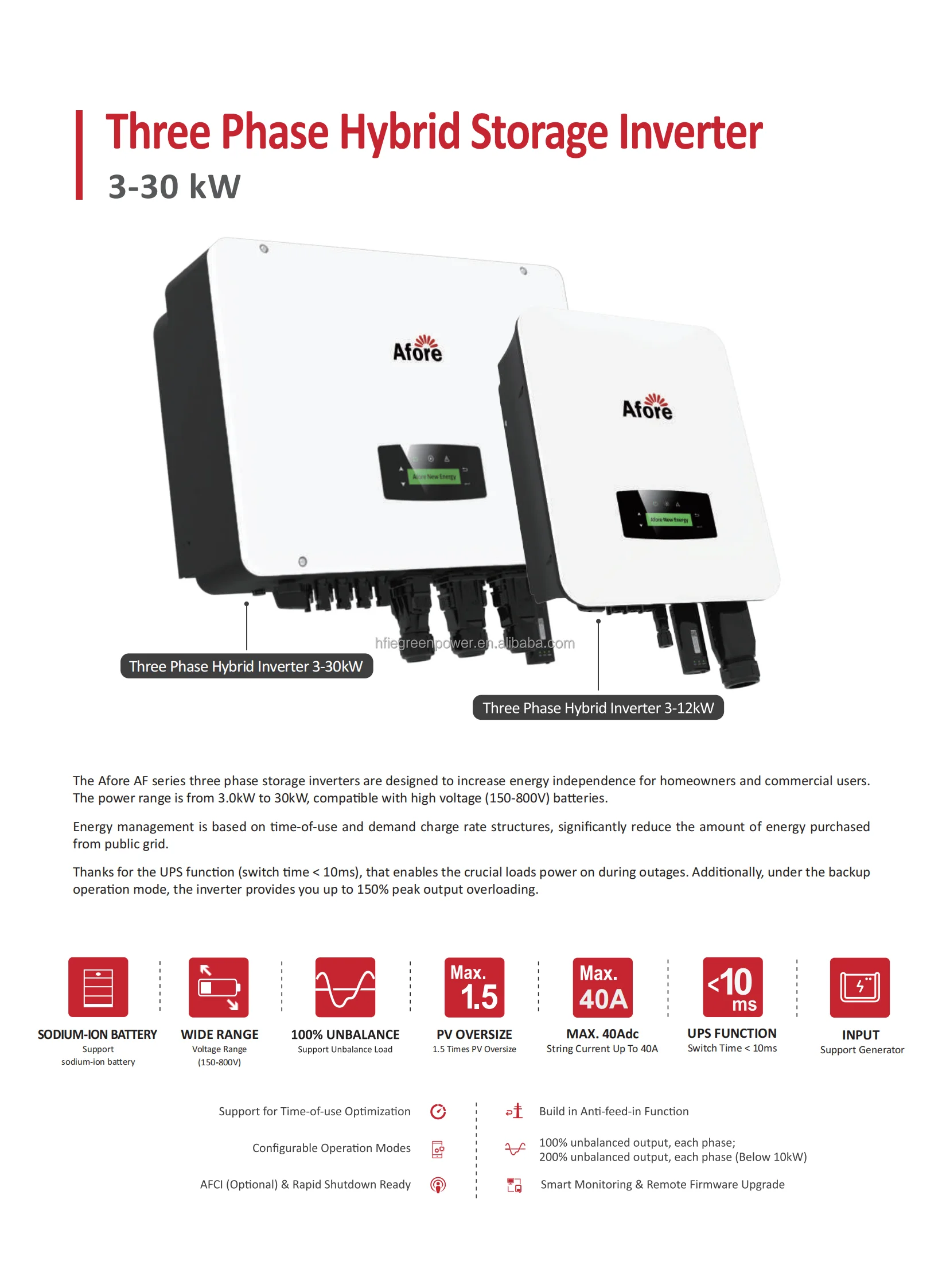 Three Phase Hybrid Solar Inverter 30kw Mppt Hybrid On Grid Tie Power ...