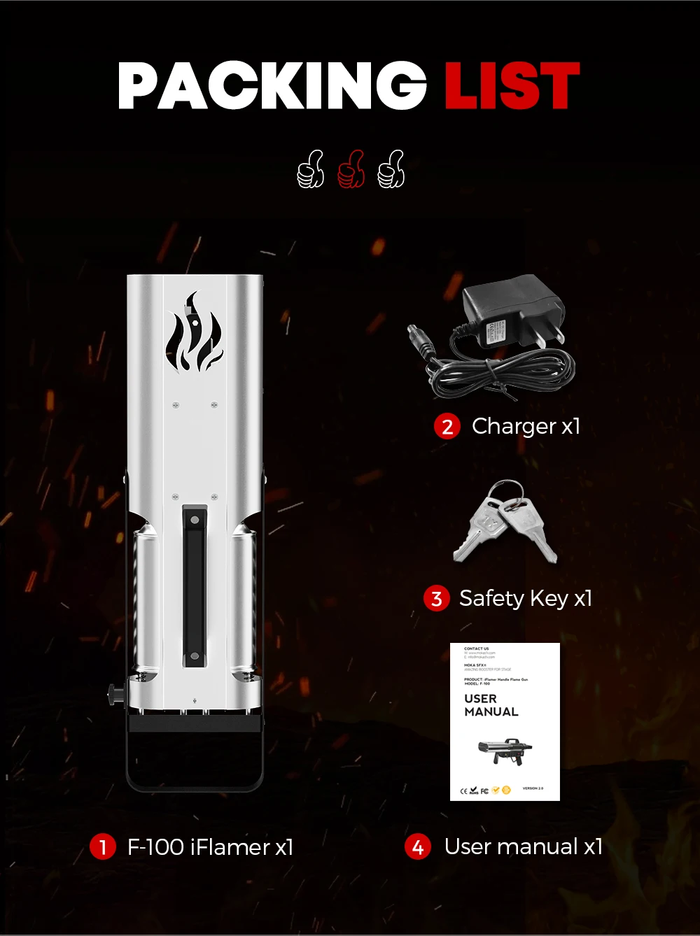 MOKA SFX 1-3m Handheld Battery Fire Thrower for DJ Events - Portable ...