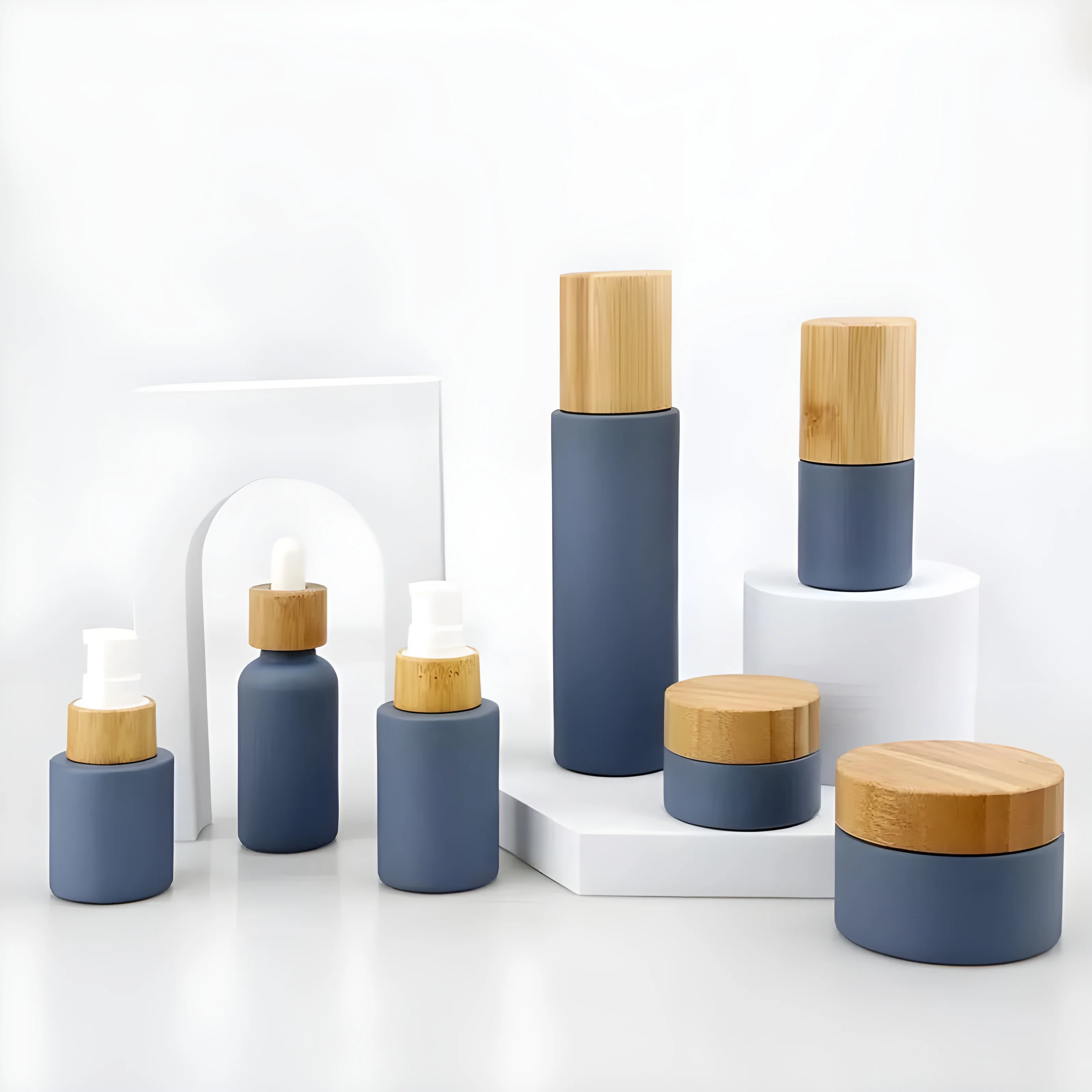 Custom Bamboo Lid Cosmetic Packaging - 30ml to 200ml