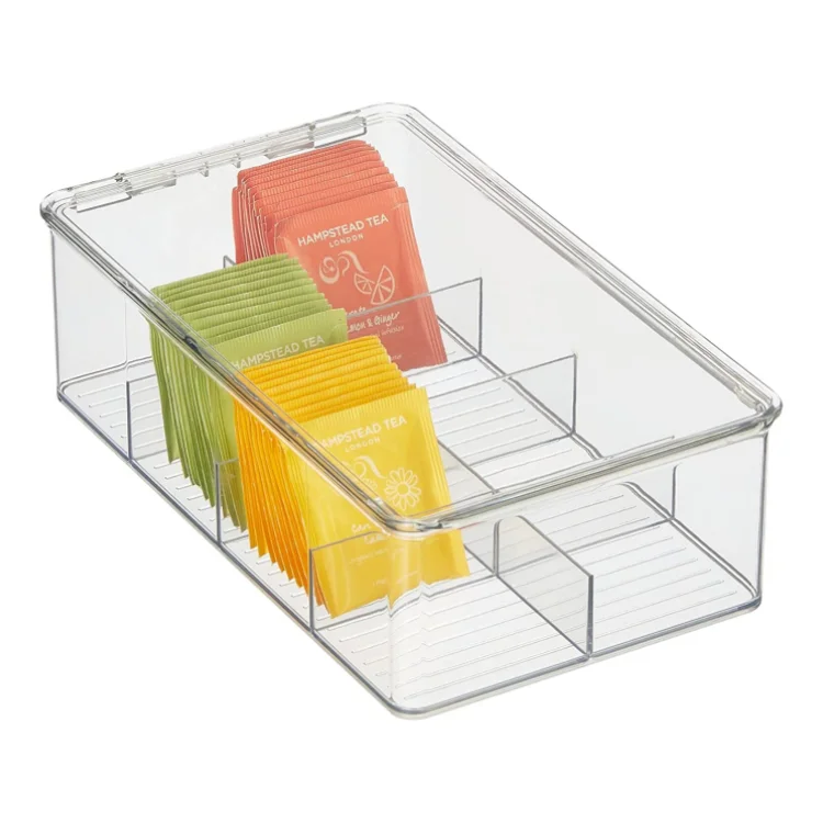 Plexiglass Plastic Stackable Tea Bag Organizer Storage With Lid Clear ...