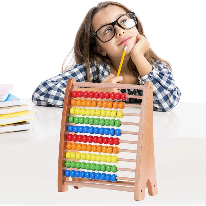 Wood Learning Calculation Stand Building Blocks Children's Abacus Beads ...