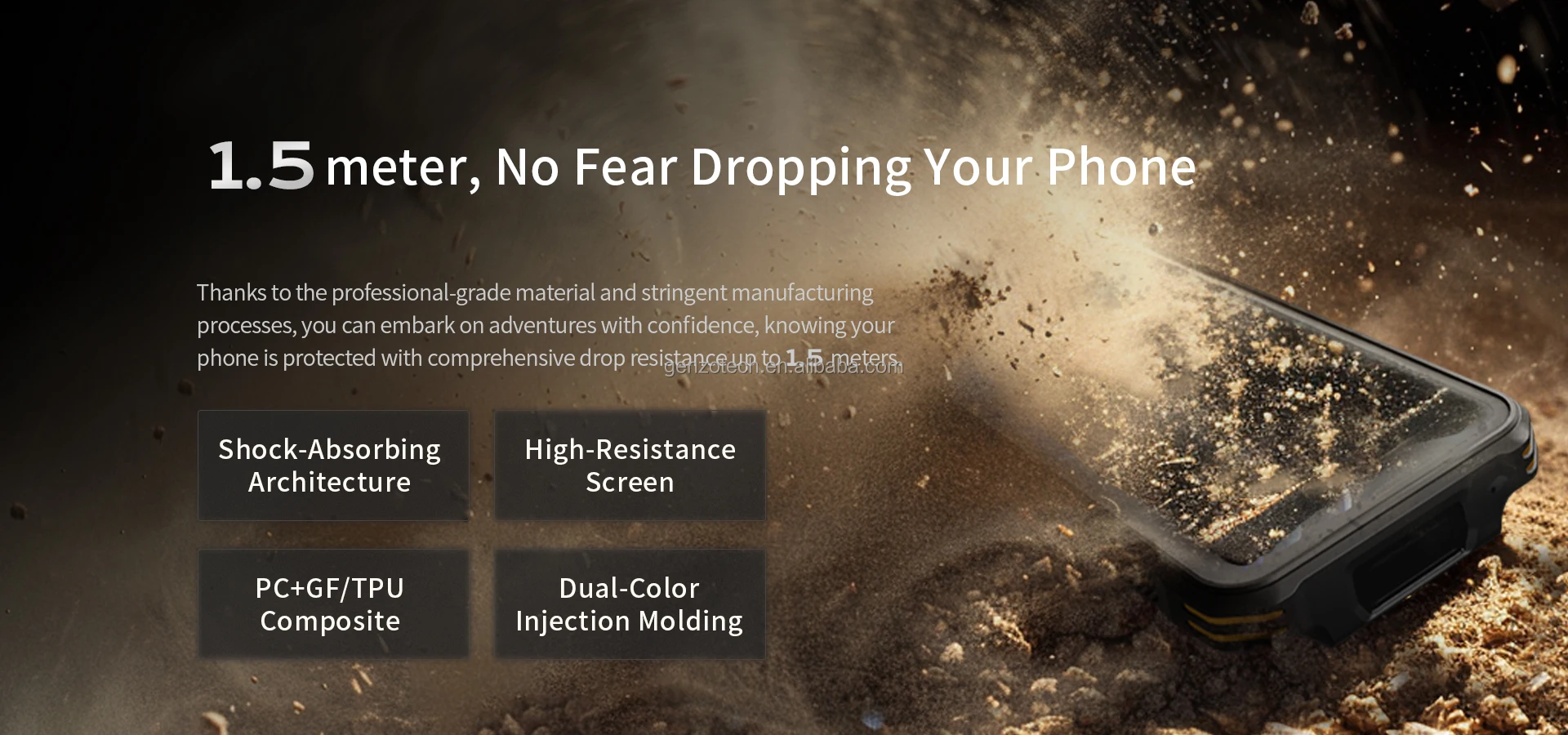 GENZO Rugged Phone - IP68 Waterproof, Android 14 Smartphone