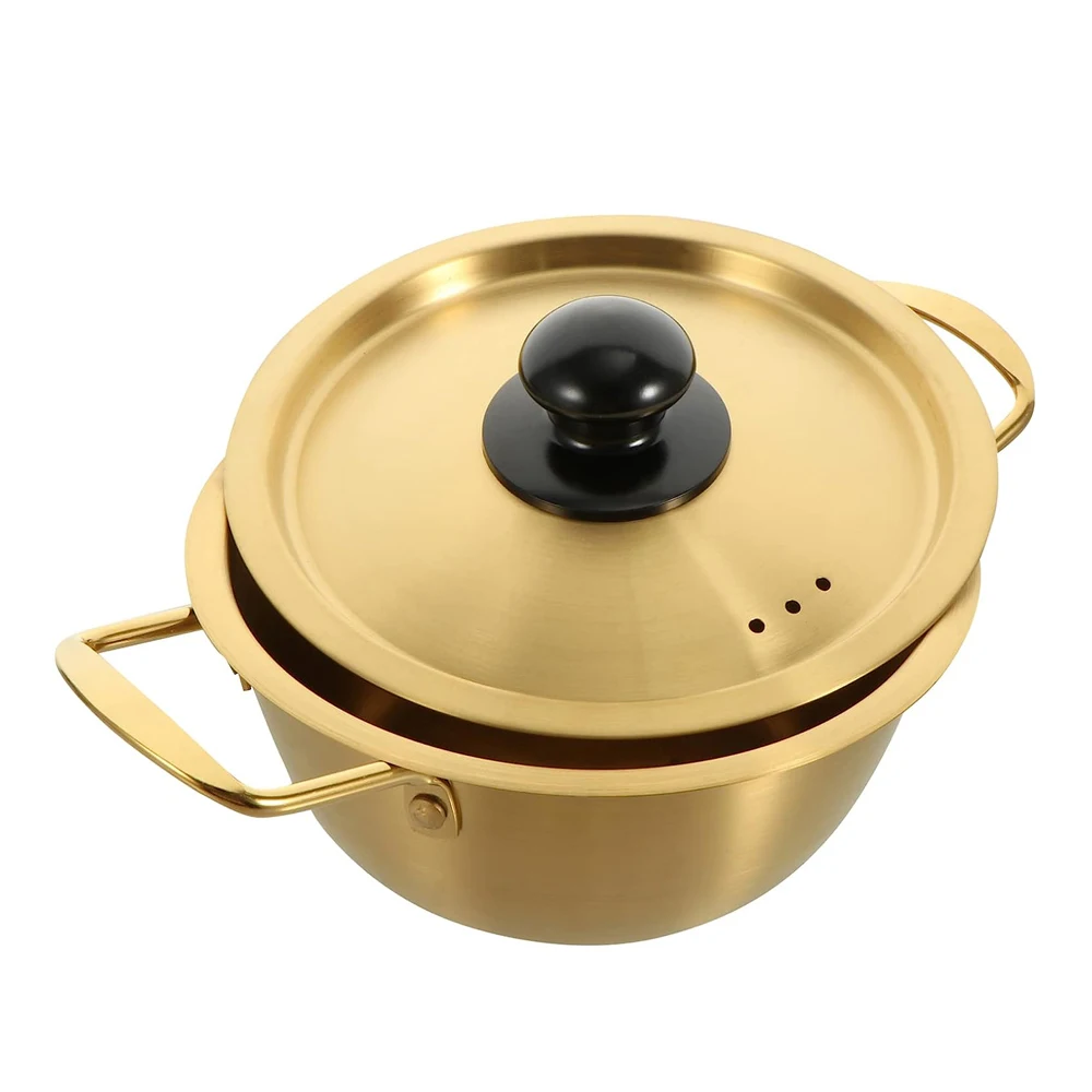 Kitchen Cookware Nonstick Korean Cooking Pot Gold Instant Stock Pot ...
