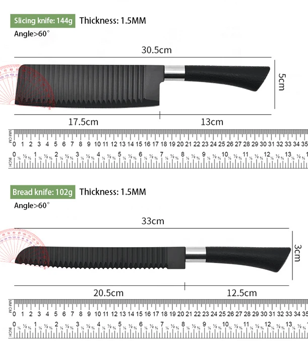 Black Wave Pattern Stainless Steel Knife Set Gift Box Horseshoe Handle ...