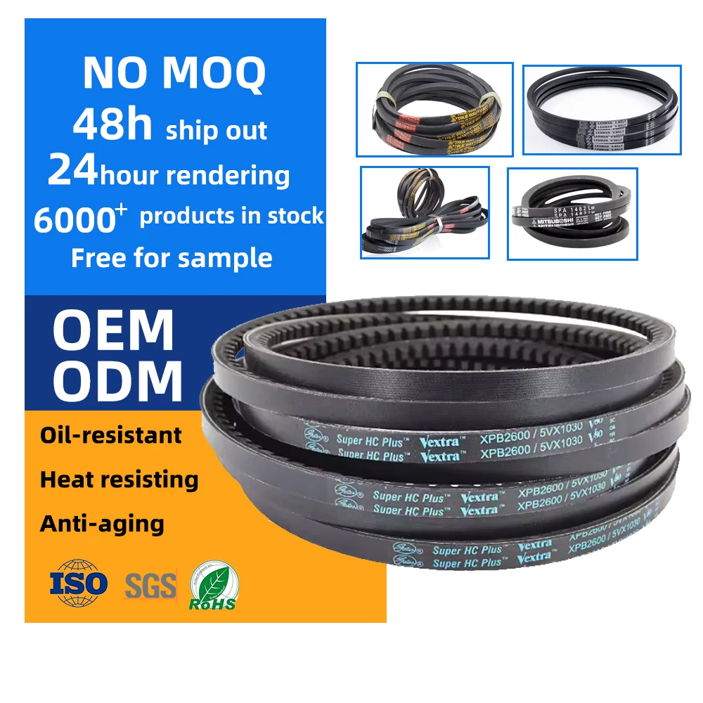 Triangle Transmission belt Black Rubber Conveyor belt with toothed V-belt XPB Type XPB1130 ...