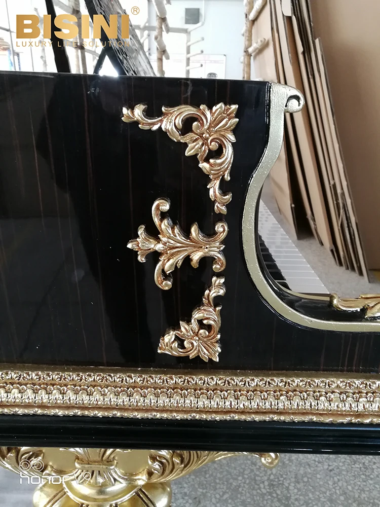 Luxury Classic 88keys Refined Black Lacquer Hand Carve Wood Piano 24k ...