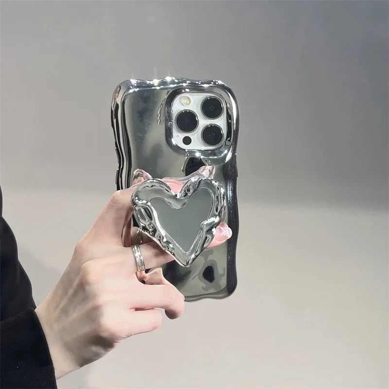 INS Cute 3D Metal Love Heart Phone Holder Grip Tok Griptok Finger Ring ...