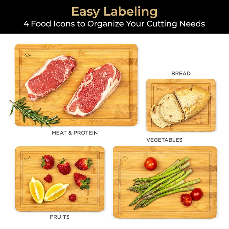 Bamboo Cutting Boards Set Kitchen Accessories Charcuterie Chopping ...