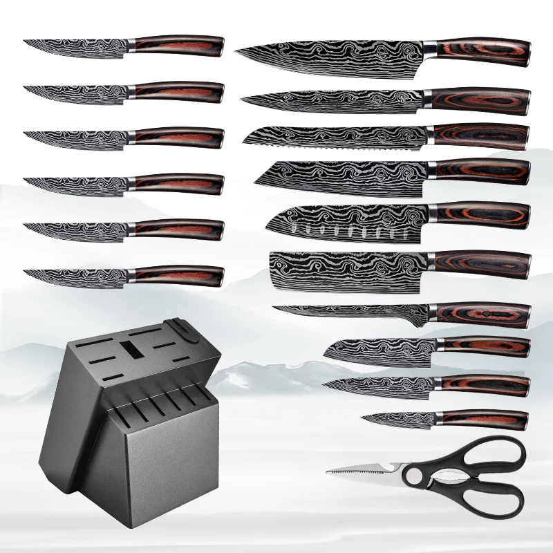 Konoll 16-piece Premium Kitchen Knife Set With Wooden Block Home ...