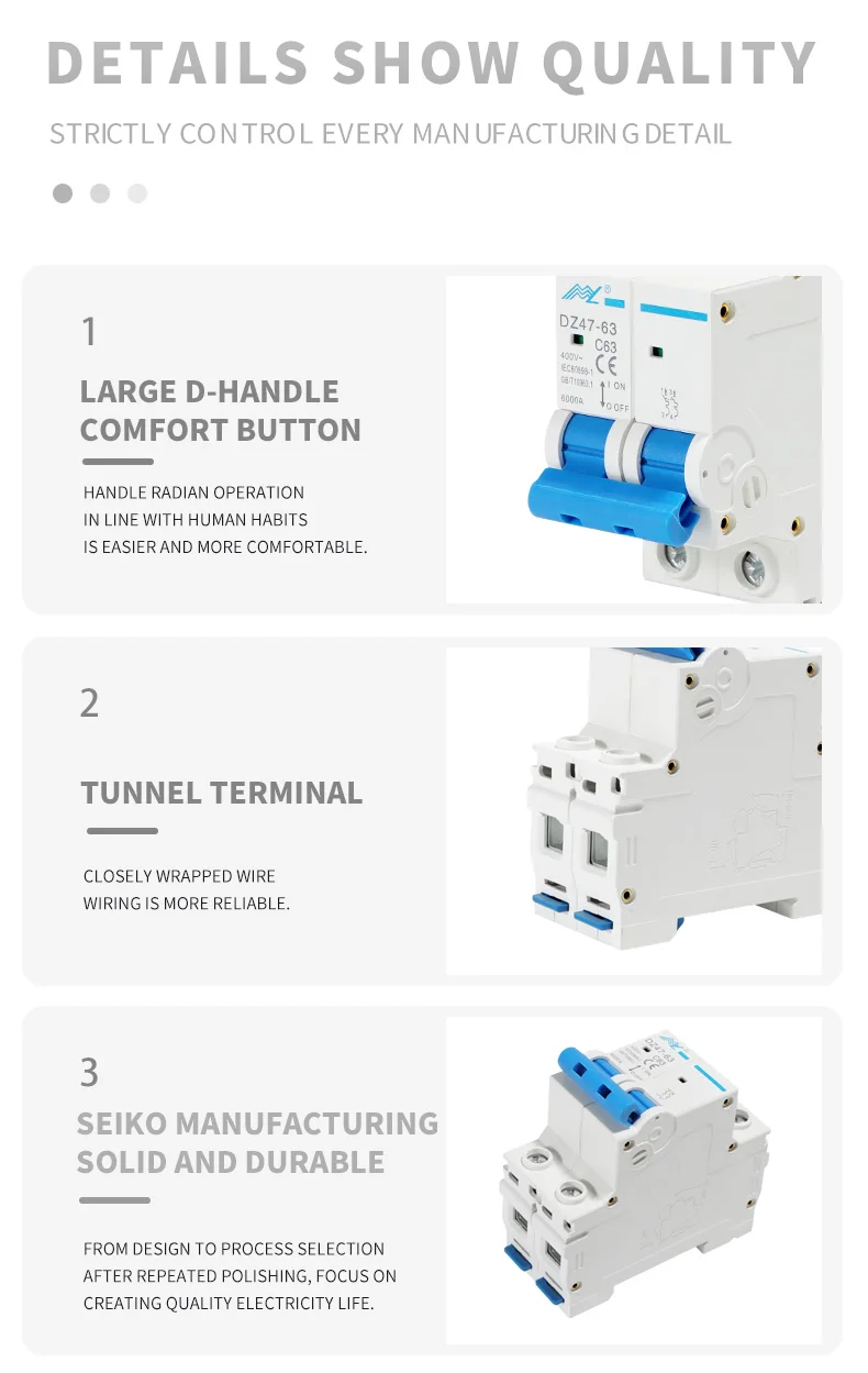 High Quality Schneiderse Mcb Acti9 Ic65n Series 3p 1a 2a 3a 4a 6a 10a 16a 20a 25a 32a 40a 50a ...