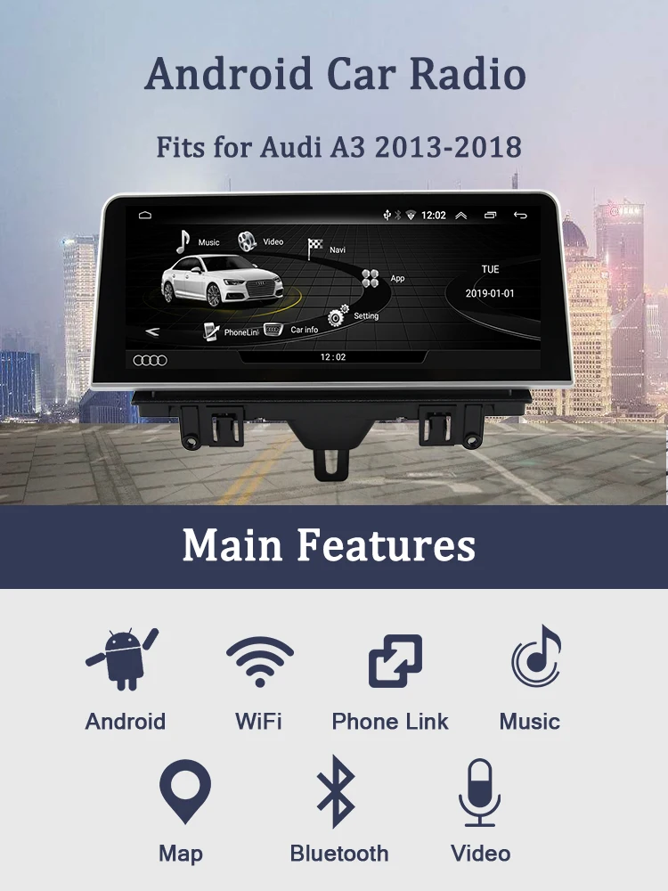 8.8 Inch Android 11 Display Screen 8 Core For Audi A3 2013-2015 Wifi 4g ...