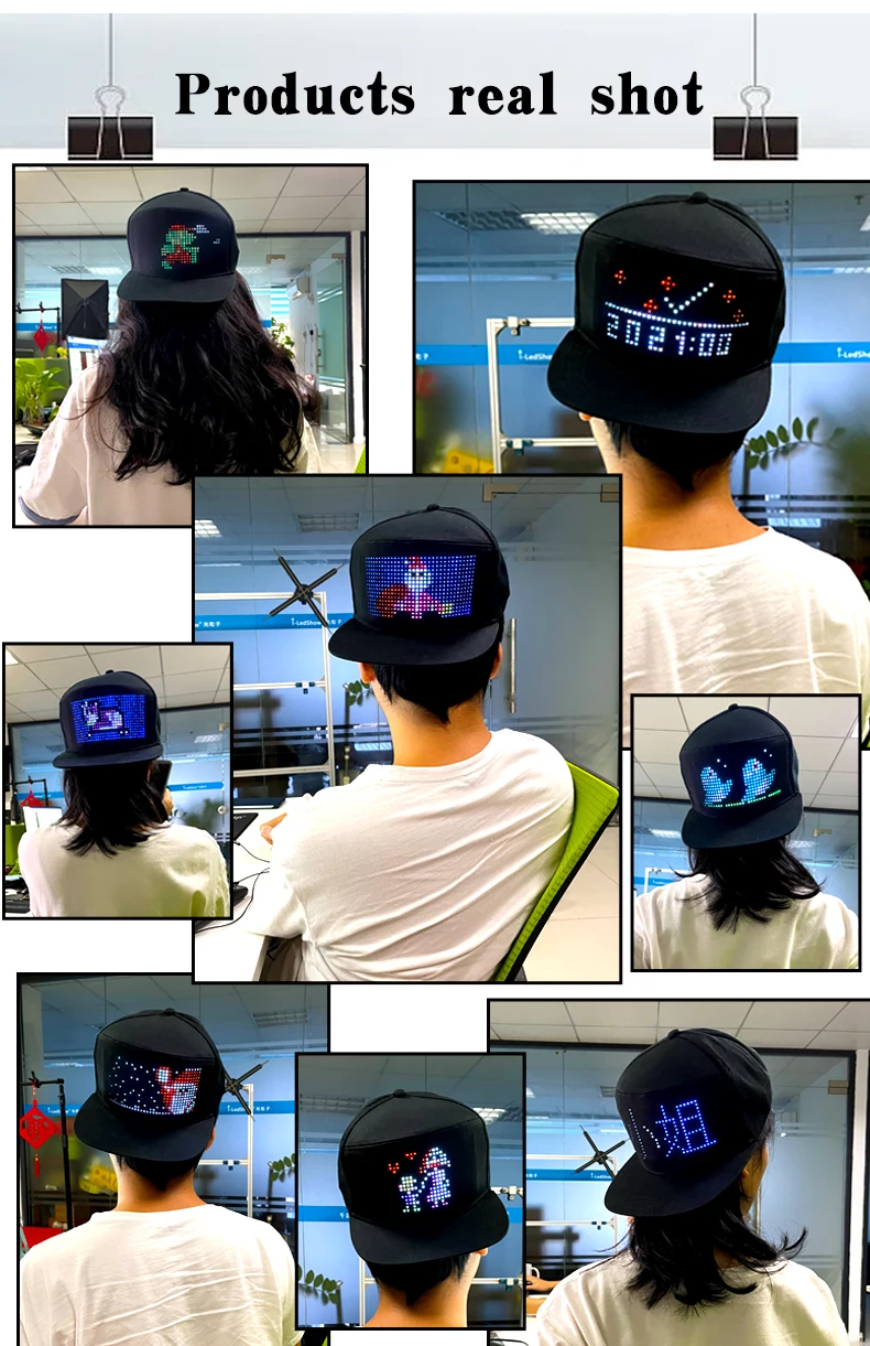 RGB Color Scrolling Message LED Cap with APP Programmable